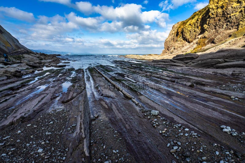 Geological Rock Formations Flysch in Zumaia, Basque Country, Spain ...