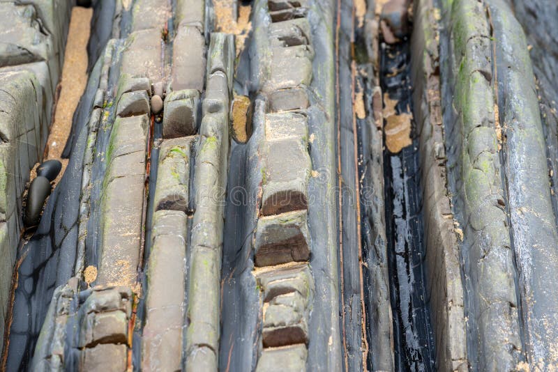 Geological Rock Layers.Close-up Abstract Shot of the Rock Face Stock ...