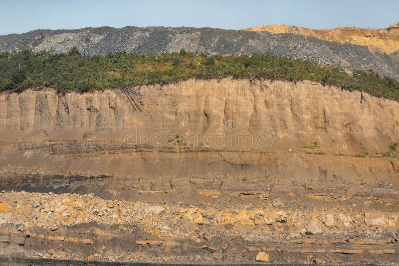 Geological Section of Soil, Layers of Coal Gold. Overburden Open Mine ...