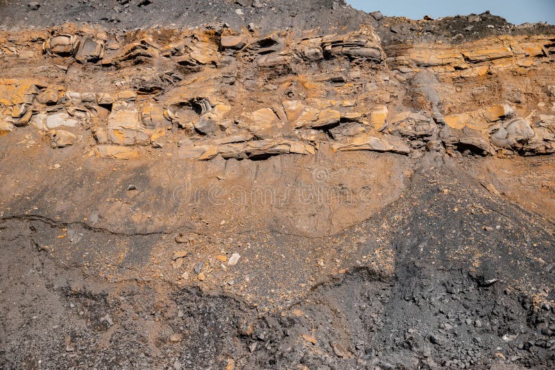 Geological Section of Soil, Layers of Coal and Rock. Overburden Open ...