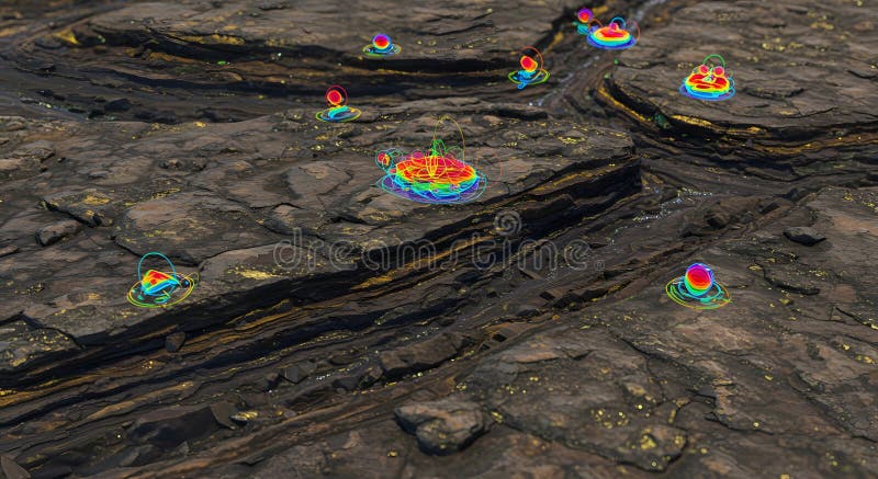 Geological Survey Data Visualization Rainbow Overlay on Rock Strata ...