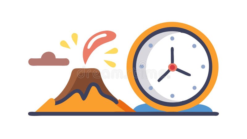 Geological Time Scale: Volcano with a Chronometer Icon, Vector Design ...