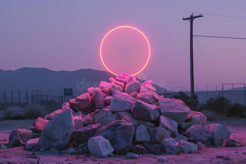 Geological Transformation: a Mesmerizing Loop of Rocks and Neon Sphere ...