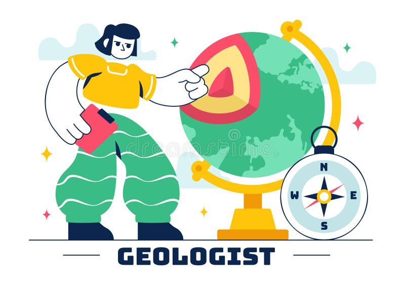 Geologist Illustration Featuring Soil Analysis and Earth S Surface ...