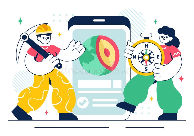 Geologist Illustration Featuring Soil Analysis and Earth S Surface ...