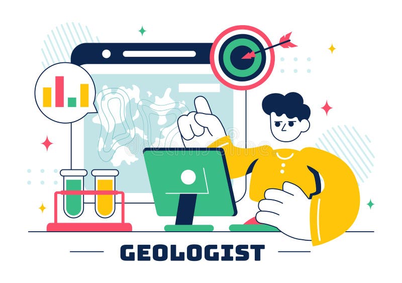 Geologist Illustration Featuring Soil Analysis and Earth S Surface ...
