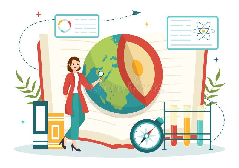 Geologist Vector Illustration with Soil Analysis and Features of the ...