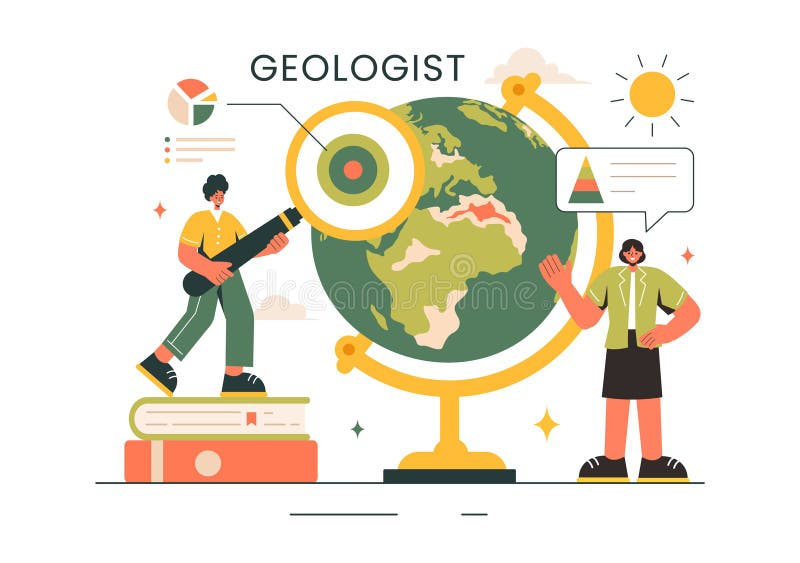 Geologist Vector Illustration with Soil Analysis and Features of the ...