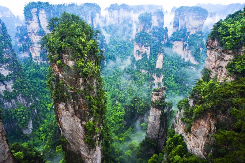 Geology and Landscape of Zhangjiajie Stock Image - Image of primitive ...