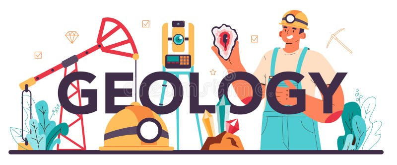 Geology Typographic Header. Scientist Study Structure, Evolution Stock ...