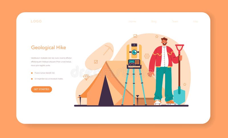 Geology Web Banner or Landing Page. Scientist Study Structure Stock ...