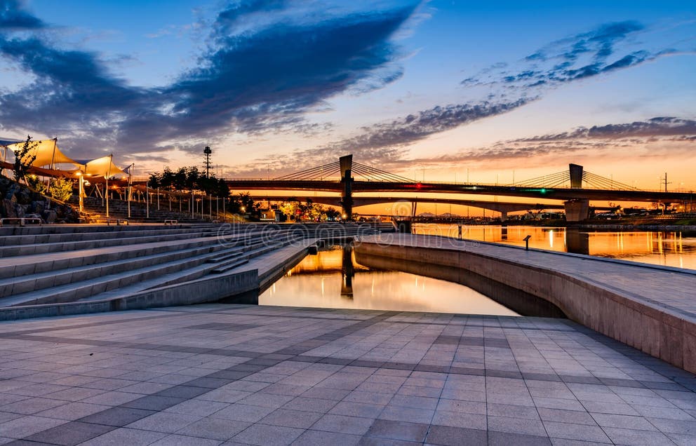 Geomam Bridge Night in Korea. Stock Image - Image of connection, large ...