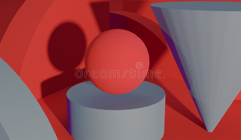 Geometric Abstrack Background with Red and Gray Color 3d Realistic ...