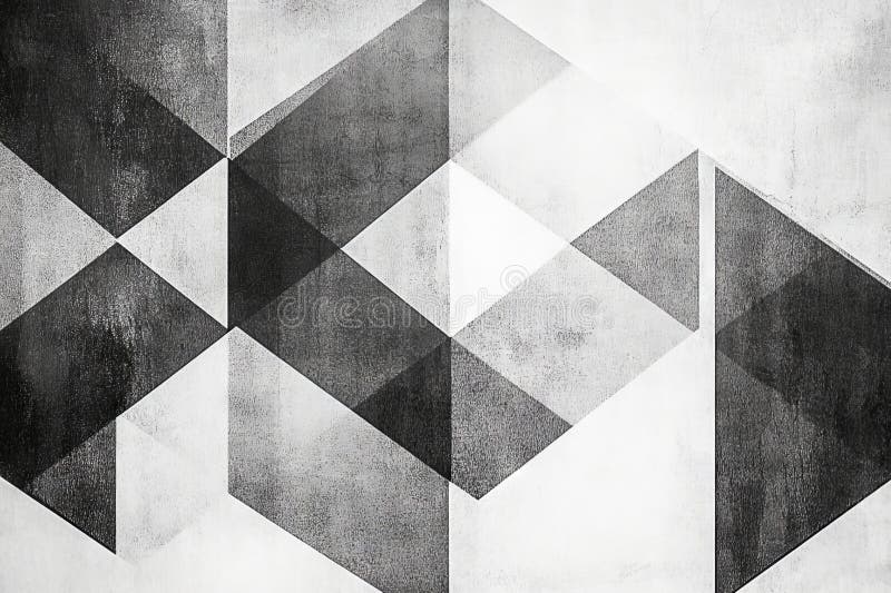 Geometric Abstract Art with Black and White Triangles and Squares Stock ...