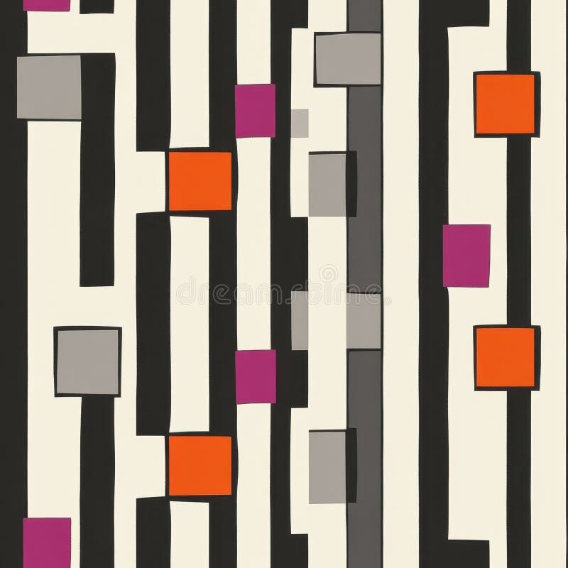 Geometric Abstract Art with Bold Vertical Lines and Vibrant Color ...