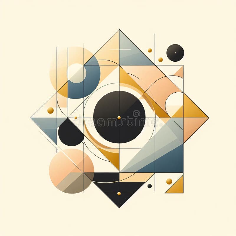 Geometric Abstract Art with Circle and Triangle Shapes Stock ...