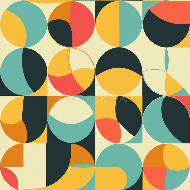 Geometric Abstract Art with Colorful Circles and Squares Stock Photo ...