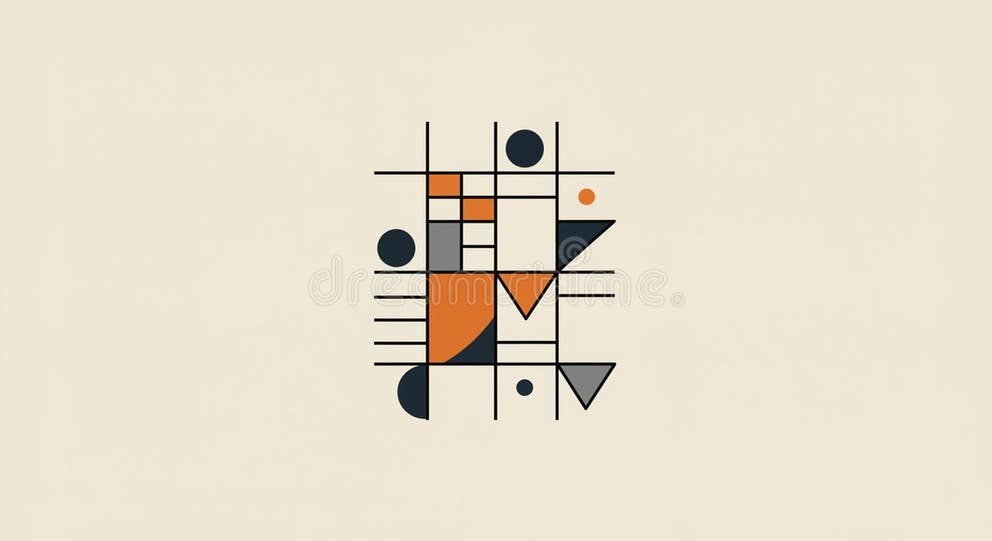 Geometric Abstract Art Composition Featuring Interconnected Lines and ...
