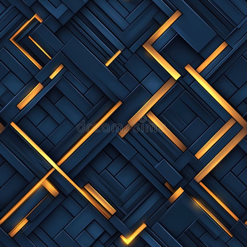 Geometric Abstract Art with Dark Blue Interlocking Patterns and ...