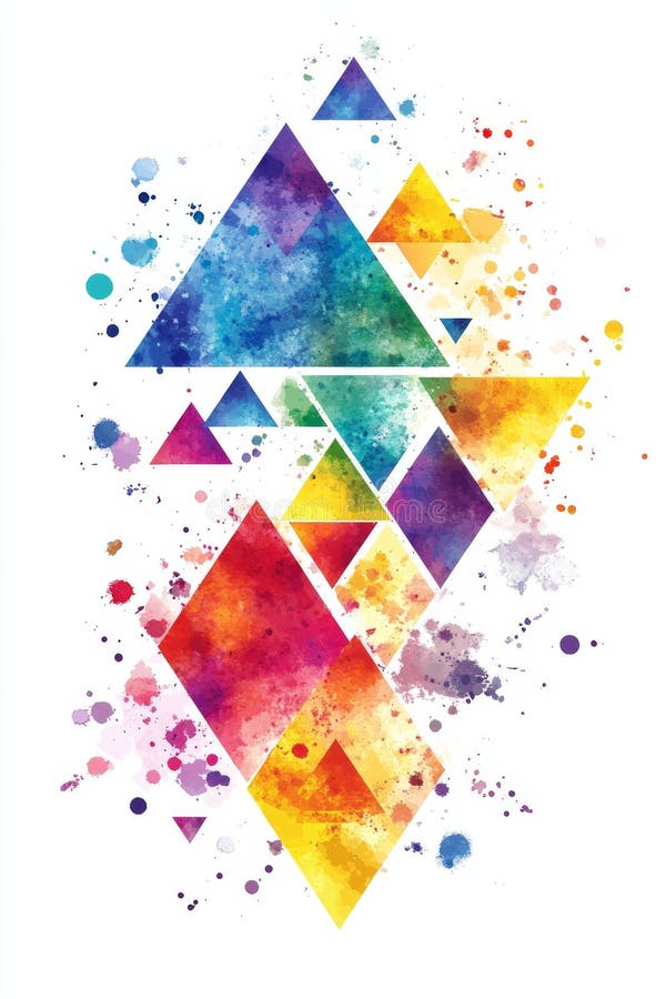 Geometric Abstract Art Featuring Layered Triangles and Vivid Colors ...
