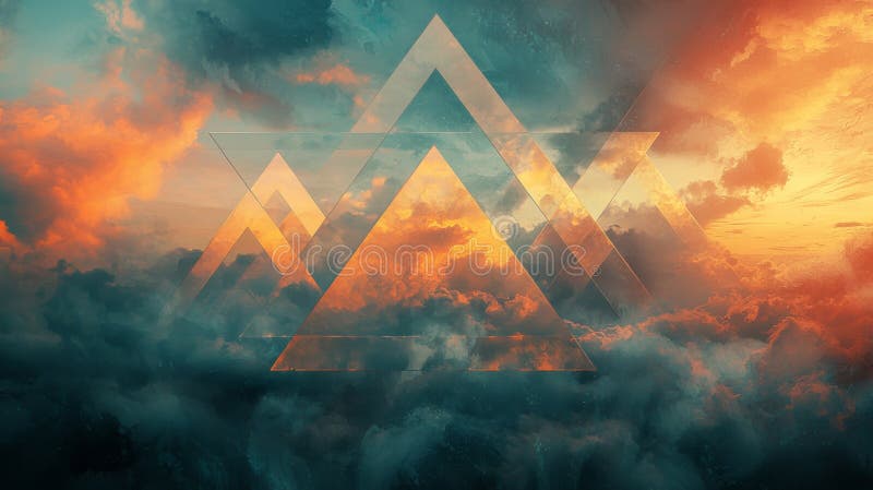 Geometric Abstract Art Featuring Triangular Forms and Reflections ...