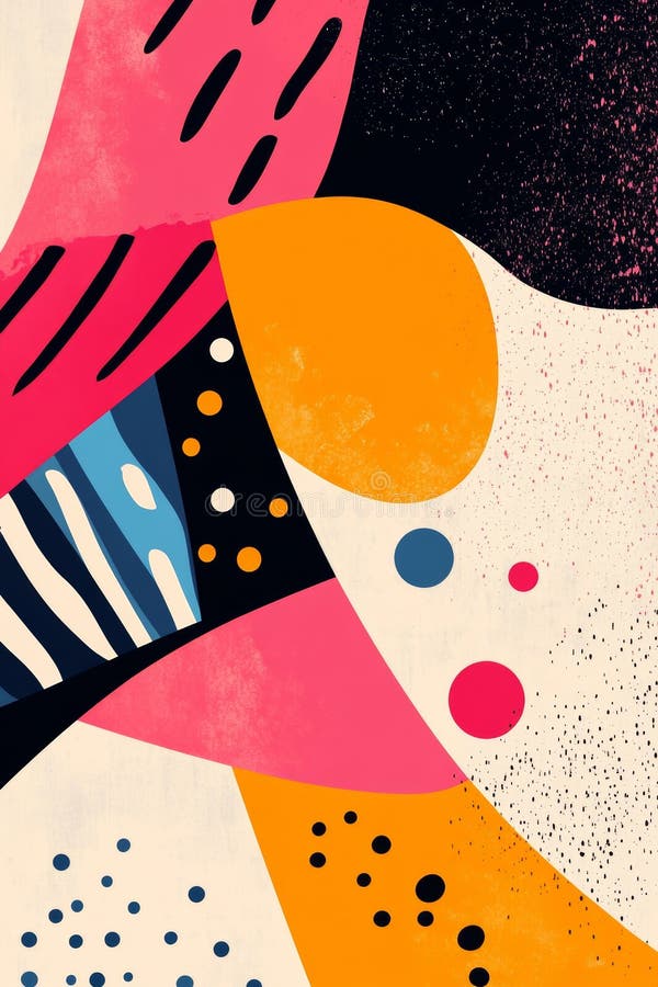 Geometric Abstract Art Featuring Vibrant Colors and Bold Shapes. Stock ...