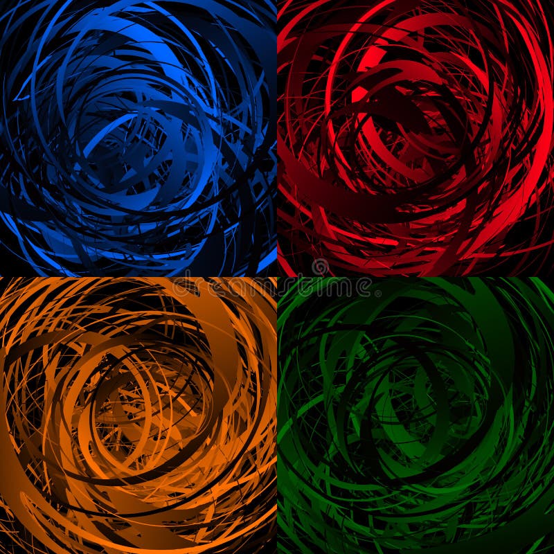 Geometric Abstract Art with Random Irregular Spirals Stock Vector ...