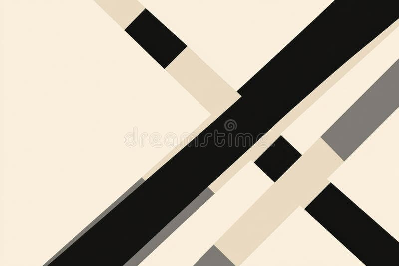 Geometric Abstract Artwork with Alternating Lines and Shapes in Neutral ...