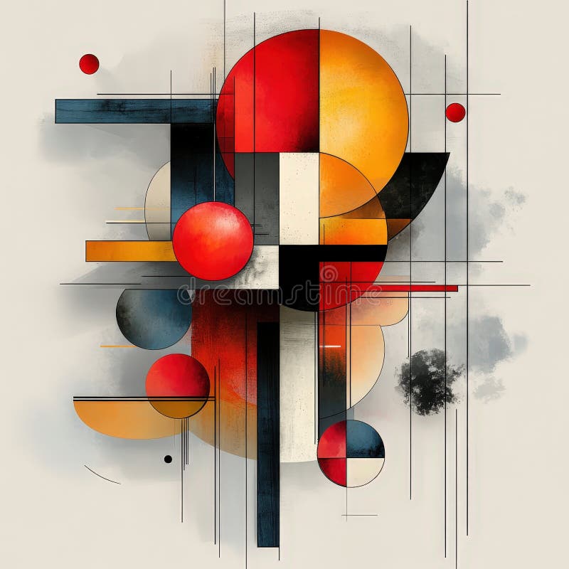 Geometric Abstract Artwork with Bold Red and Yellow Circles Stock ...