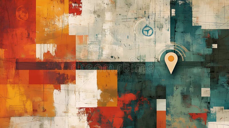 Abstract Geolocation Map with Artistic Texture Stock Illustration ...