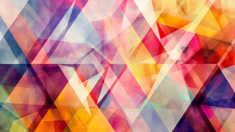 Geometric Abstract Artwork with Intersecting Translucent Shapes in a ...
