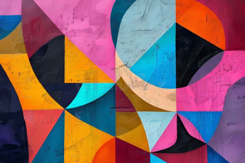 A Geometric Abstract Artwork, with Precise Shapes and Vibrant Hues ...