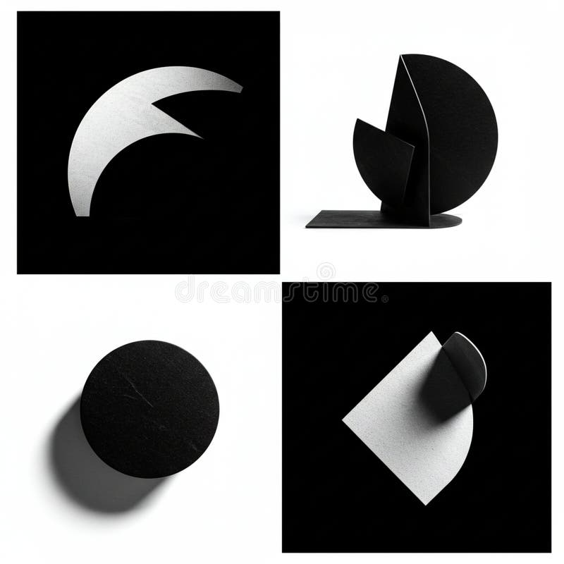 Geometric Abstract Artworks Featuring Shapes in Black and White. Top ...