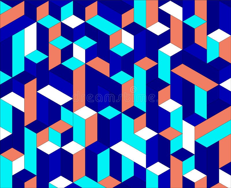 Geometric Abstract Background with Colorful 3d Blocks. Vector ...