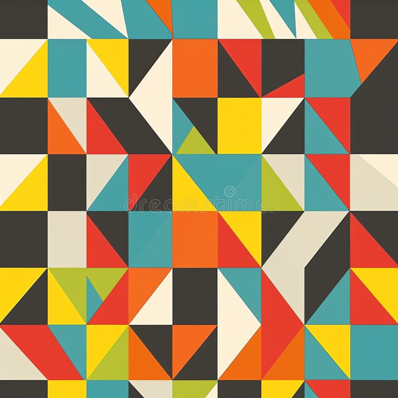 Geometric Abstract Background with Colorful Squares, Triangles and ...