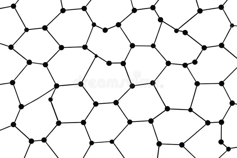 Geometric Abstract Background with Connected Line and Dots. Black and ...
