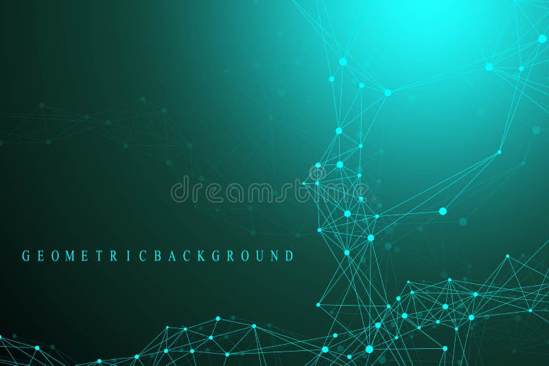 Geometric Abstract Background with Connected Line and Dots. Network and ...