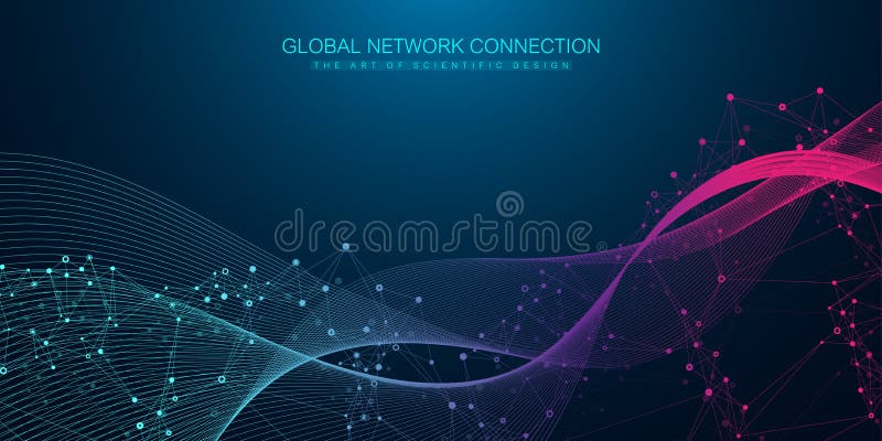 Geometric Abstract Background with Connected Lines and Dots ...