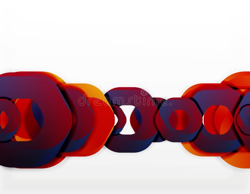 Geometric Abstract Background, Cut Chain Shapes or Hexagons on White ...