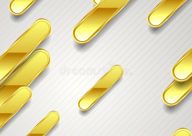 Geometric Abstract Background with Golden Retro Tech Shapes Stock ...