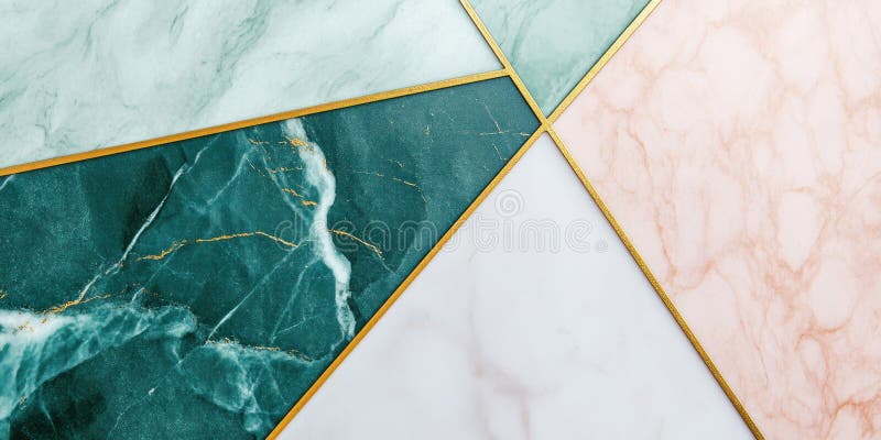 Geometric Abstract Background with Pastel and Teal Marble Textures ...