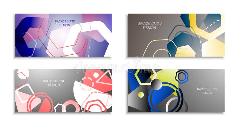 Geometric Abstract Background. Set of 4 Backgrounds. Various Geometric Shapes. Cover Design for ...