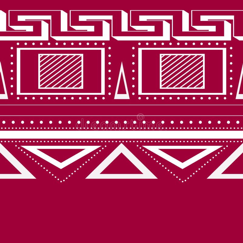 Geometric Abstract Black Elements Seamless Pattern on Red Stock ...