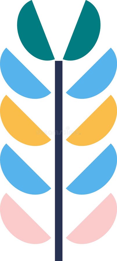 Geometric Abstract Branch with Leaves Stock Vector - Illustration of ...