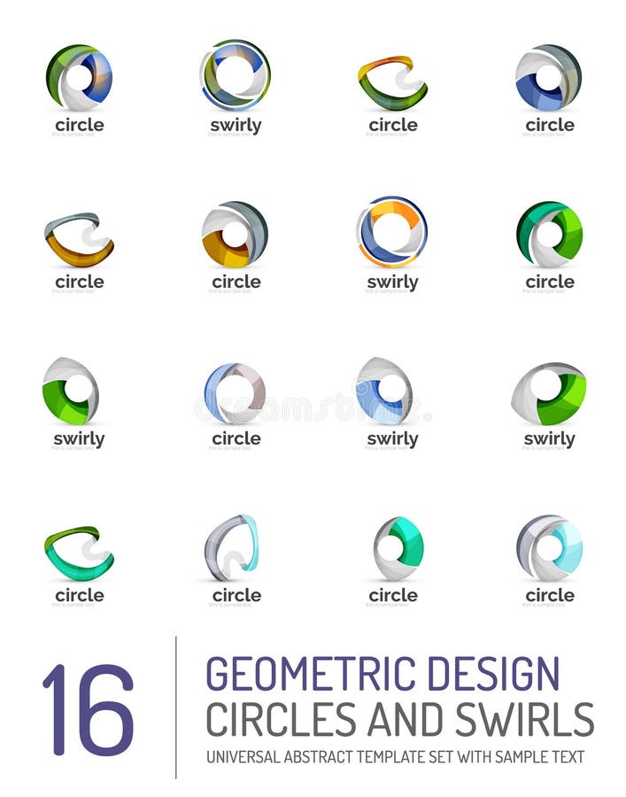 Geometric Abstract Circles and Swirls Icon Set Stock Vector ...