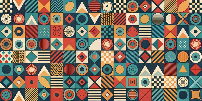 Geometric Abstract - a Colorful Composition of Squares, Circles, and ...