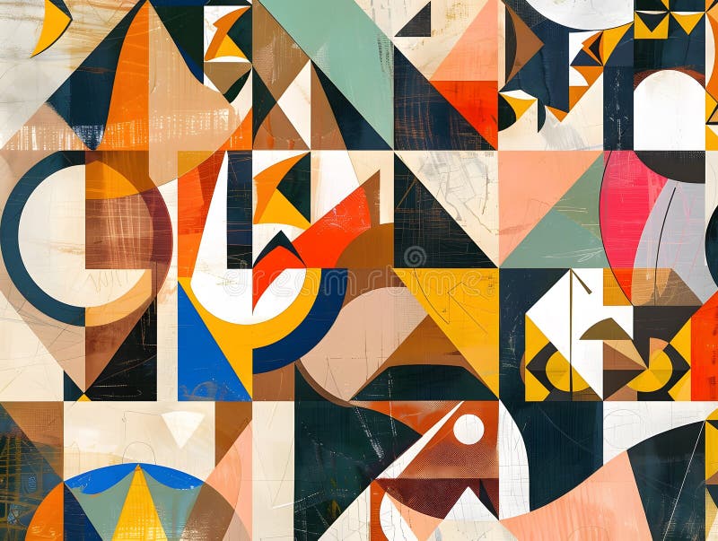 Geometric Abstract Composition with Bold Colors and Dynamic Shapes ...