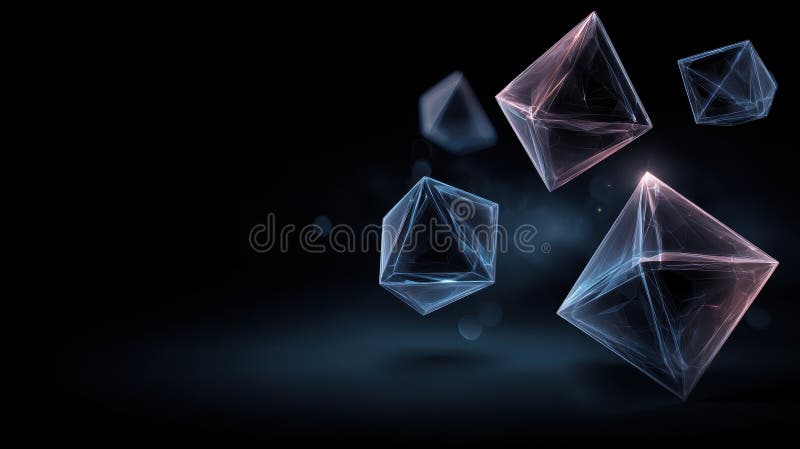 Geometric Abstract Composition Featuring Glowing Ethereal Polygonal ...