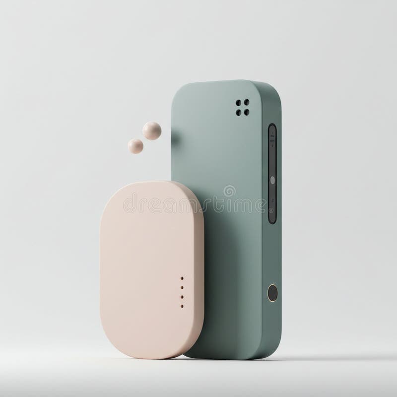 Geometric Abstract Composition Featuring a Large Teal Rectangular Prism and a Smaller Stock ...