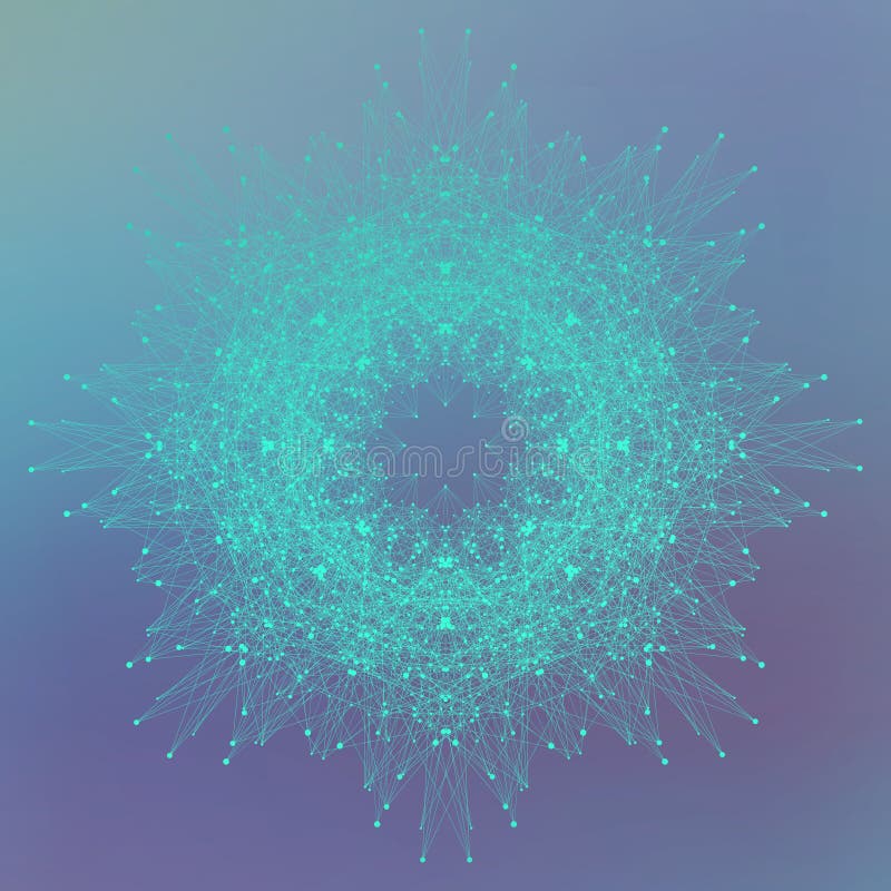 Geometric Abstract with Connected Line and Dots, Radial Graphics ...